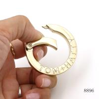 China Gold Zinc Alloy Circle Carabiner 35mm Spring Gate Ring Key Chain Accessories Custom Logo for sale