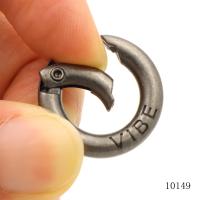 China Custom Engraved Round Spring Carabiner Ring 25mm for Handbag Keychain Decorative for sale