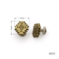 China Custom Logo Antique Brass Rivet Screw Studs for Leather 8mm Head Zinc Alloy for sale