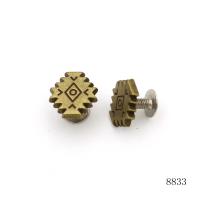 China Custom Logo Antique Brass Rivet Screw Studs for Leather 8mm Head Zinc Alloy for sale