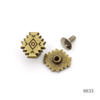 China Custom Logo Antique Brass Rivet Screw Studs for Leather 8mm Head Zinc Alloy for sale