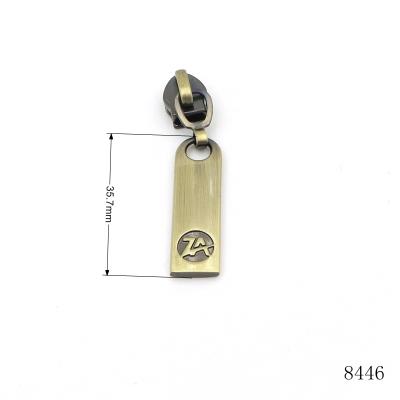 China 17mm Metal Zipper Puller Anti Brushed Brass for Handbag Hardware Fittings Custom Logo for sale