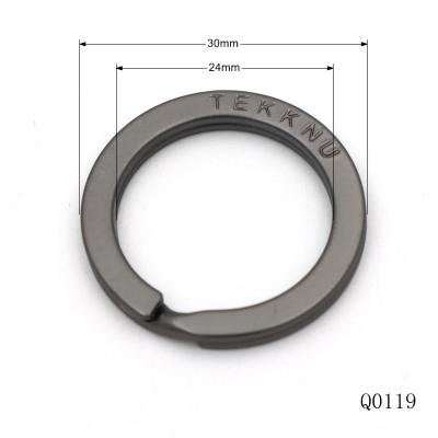 China Matte Black Split Key Ring 25mm Stainless Steel Custom Logo Engraved Keychain Ring for Branding for sale