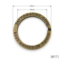 China 25mm Antique Brass Split Rings Custom Logo Engraved Key Chain Ring 30mm for sale
