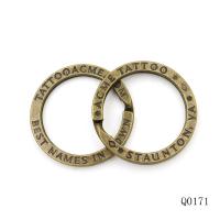 China 25mm Antique Brass Split Rings Custom Logo Engraved Key Chain Ring 30mm for sale