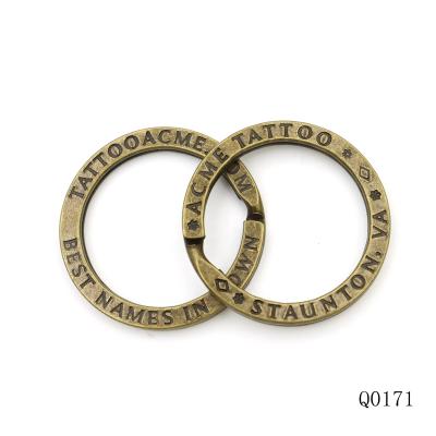 China 25mm Antique Brass Split Rings Custom Logo Engraved Key Chain Ring 30mm for sale