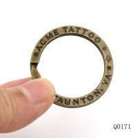 China 25mm Antique Brass Split Rings Custom Logo Engraved Key Chain Ring 30mm for sale