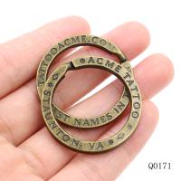 China 25mm Antique Brass Split Rings Custom Logo Engraved Key Chain Ring 30mm for sale