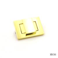 China Gold Plated Rectangle Bag Turn Lock 25mm x 35mm Metal Closure for Lady Bags for sale