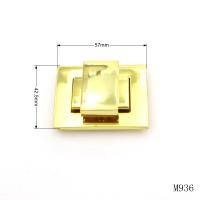 China Gold Plated Rectangle Bag Turn Lock 25mm x 35mm Metal Closure for Lady Bags for sale