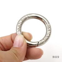 China Custom Logo Silver Metal Spring O Ring Carabiner Keychain 25mm Circle Clasp Clip for sale