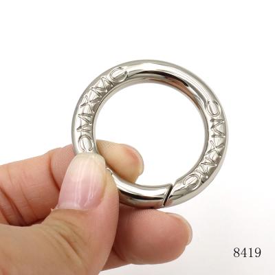 China Custom Logo Silver Metal Spring O Ring Carabiner Keychain 25mm Circle Clasp Clip for sale