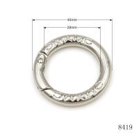 China Custom Logo Silver Metal Spring O Ring Carabiner Keychain 25mm Circle Clasp Clip for sale