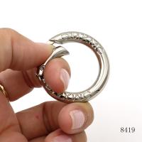China Custom Logo Silver Metal Spring O Ring Carabiner Keychain 25mm Circle Clasp Clip for sale