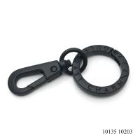 China 27x37mm Black Matte Zinc Alloy Key Holder Ring with Engraved Letters O Ring Carabiner for sale