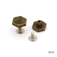 China 12mm Bag Rivets Customized Leather Studs Hexagon With Branding Name for sale