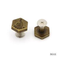 China 12mm Bag Rivets Customized Leather Studs Hexagon With Branding Name for sale
