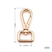 China Rose Gold Plating Bag Snap Clasp 15.5mm Snap Hook For Bag Hardware for sale