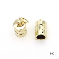 China Gold Plated Round Rope End Stoppers 8mm 10mm 12mm Custom Logo Metal Cord End Stoppers for Leather Bags for sale