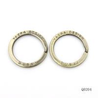 China Flat Split Key Ring Brushed Antique Brass Key Rings 25mm With Stamping Logo for sale