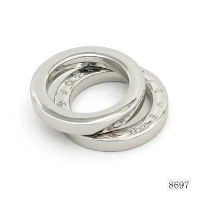 China Custom Zinc Alloy O Ring 35mm Bag Connector Engraved Logo Handbag Hardware Accessories for sale