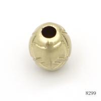 China Zinc Alloy Oval Metal Beads 12x10mm Gold Plated Spacer Beads with Carved Pattern for Jewelry Making for sale