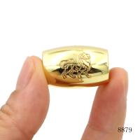 China 24x16mm Gold Spacer Bead Engraved Oval Metal Bead 9mm Hole for Bracelet Necklace for sale