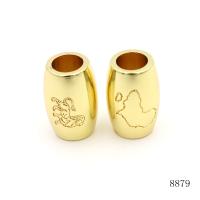 China 24x16mm Gold Spacer Bead Engraved Oval Metal Bead 9mm Hole for Bracelet Necklace for sale