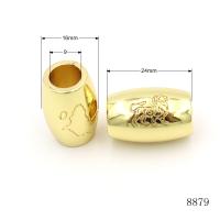 China 24x16mm Gold Spacer Bead Engraved Oval Metal Bead 9mm Hole for Bracelet Necklace for sale
