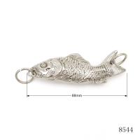 China Custom 3D Metal Fish Tag Keychain Heavy Duty Bag Charm with O Ring 35 Color Options for sale