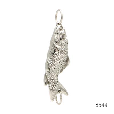 China Custom 3D Metal Fish Tag Keychain Heavy Duty Bag Charm with O Ring 35 Color Options for sale