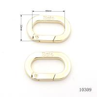 China Gold Plated Steel Oval Carabiner 22x25mm Key Chain Ring Spring Clasp for sale