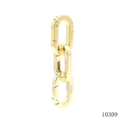 China Gold Plated Steel Oval Carabiner 22x25mm Key Chain Ring Spring Clasp for sale