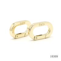 China Gold Plated Steel Oval Carabiner 22x25mm Key Chain Ring Spring Clasp for sale