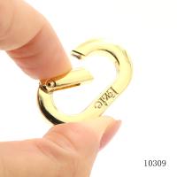 China Gold Plated Steel Oval Carabiner 22x25mm Key Chain Ring Spring Clasp for sale