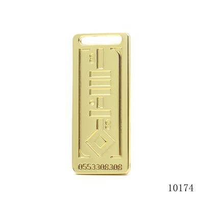 China Custom Engraved Metal Logo Tag Rectangle Key Chain Bag Charm 30x15mm for sale