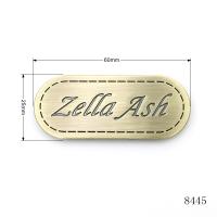 China Custom Die Casting Brass Name Plates Oval Shape Engraved Metal Logo for Handbag 20x30mm for sale