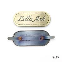 China Custom Die Casting Brass Name Plates Oval Shape Engraved Metal Logo for Handbag 20x30mm for sale