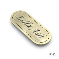 China Custom Die Casting Brass Name Plates Oval Shape Engraved Metal Logo for Handbag 20x30mm for sale