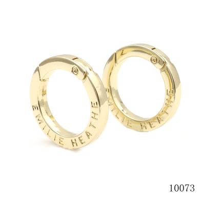 China Gold Black Gunmetal Spring O Ring Flat Circle Carabiner Clip 25mm Custom Logo for sale