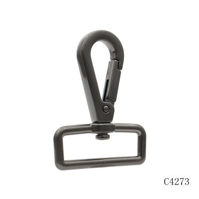 China 38mm Heavy Duty Swivel Snap Hook Gunmetal Black Zinc Alloy Bag Clip Carabiner for sale