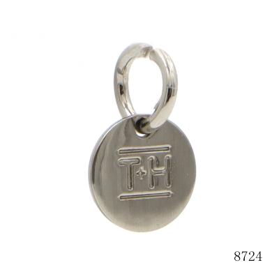 China Custom Round Metal Logo Tag Keychain Anti Fade Rustproof 20mm 30mm OEM for sale