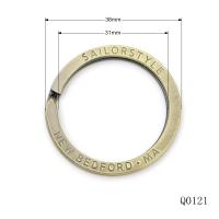 China Brushed Brass Split Rings 38mm Metal Keychain Ring Custom Logo Stamping for sale