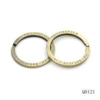 China Brushed Brass Split Rings 38mm Metal Keychain Ring Custom Logo Stamping for sale