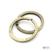 China Brushed Brass Split Rings 38mm Metal Keychain Ring Custom Logo Stamping for sale
