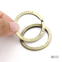 China Brushed Brass Split Rings 38mm Metal Keychain Ring Custom Logo Stamping for sale