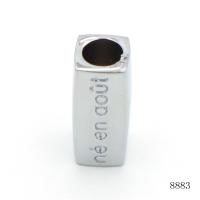 China Chrome Plated 20mm Square Spacer Beads 6mm Hole Zinc Alloy Custom Logo Bracelet for sale
