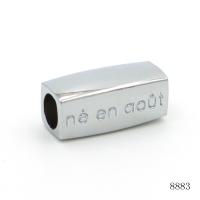 China Chrome Plated 20mm Square Spacer Beads 6mm Hole Zinc Alloy Custom Logo Bracelet for sale