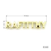 China Custom Metal Name Letter Tag Gold Plated Zinc Alloy Bag Hardware Logo Plate 44mm for sale