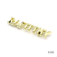 China Custom Metal Name Letter Tag Gold Plated Zinc Alloy Bag Hardware Logo Plate 44mm for sale
